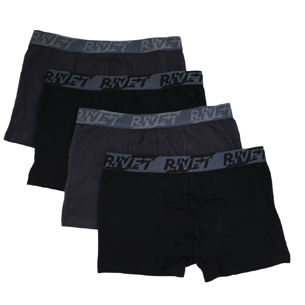 Rivet Boys' Trunks 4 Pack Charcoal | The Warehouse