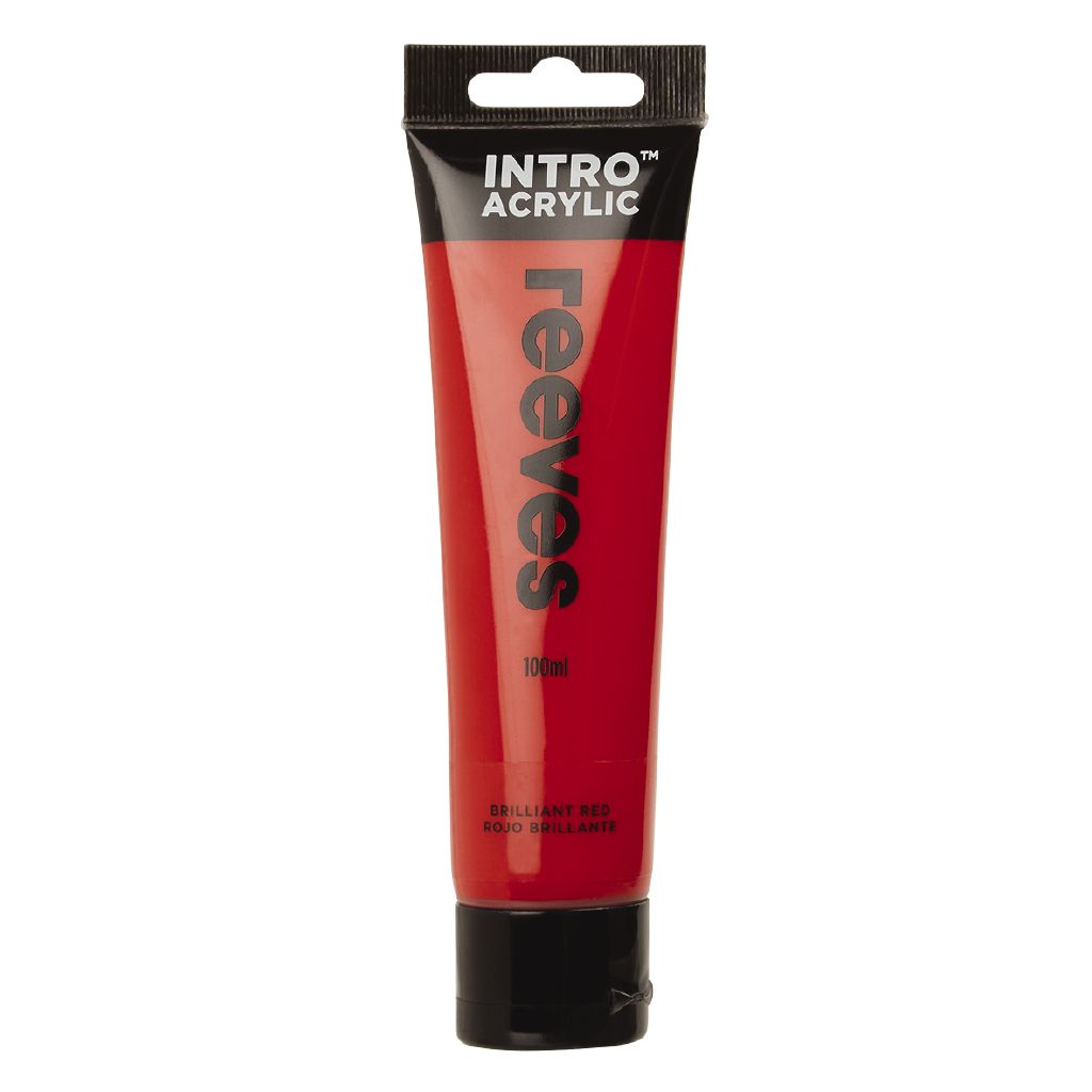Reeves Intro Acrylic Paint Brilliant Red 100ml Red | The Warehouse