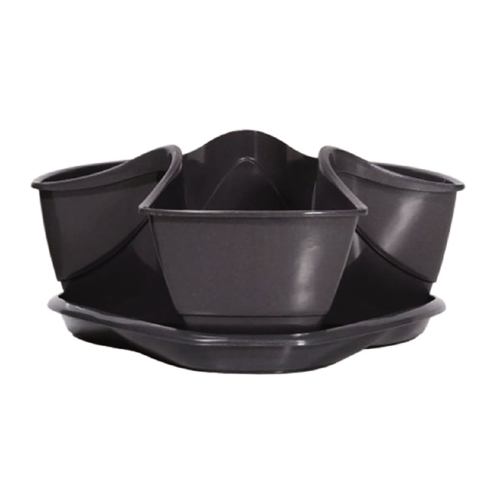 Prosperplast Plastic Herb and Strawberry Pot Single Grey Dark Grey Dark ...