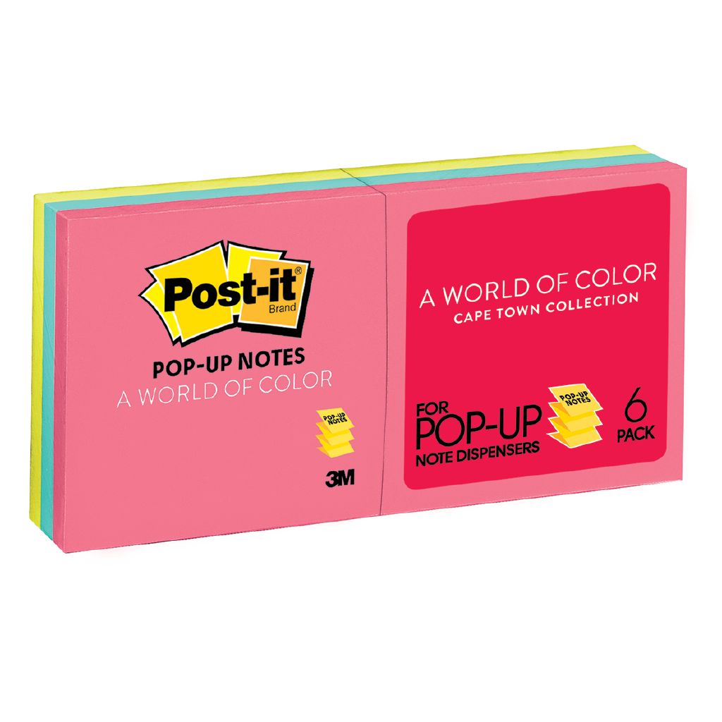 Post-It Cape Town Collection Super Sticky Pop-Up Notes 6 Pack | The ...