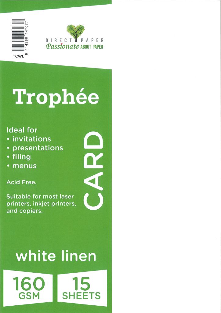 Trophee Card 160gsm Linen White A4 15 Pack White | The Warehouse