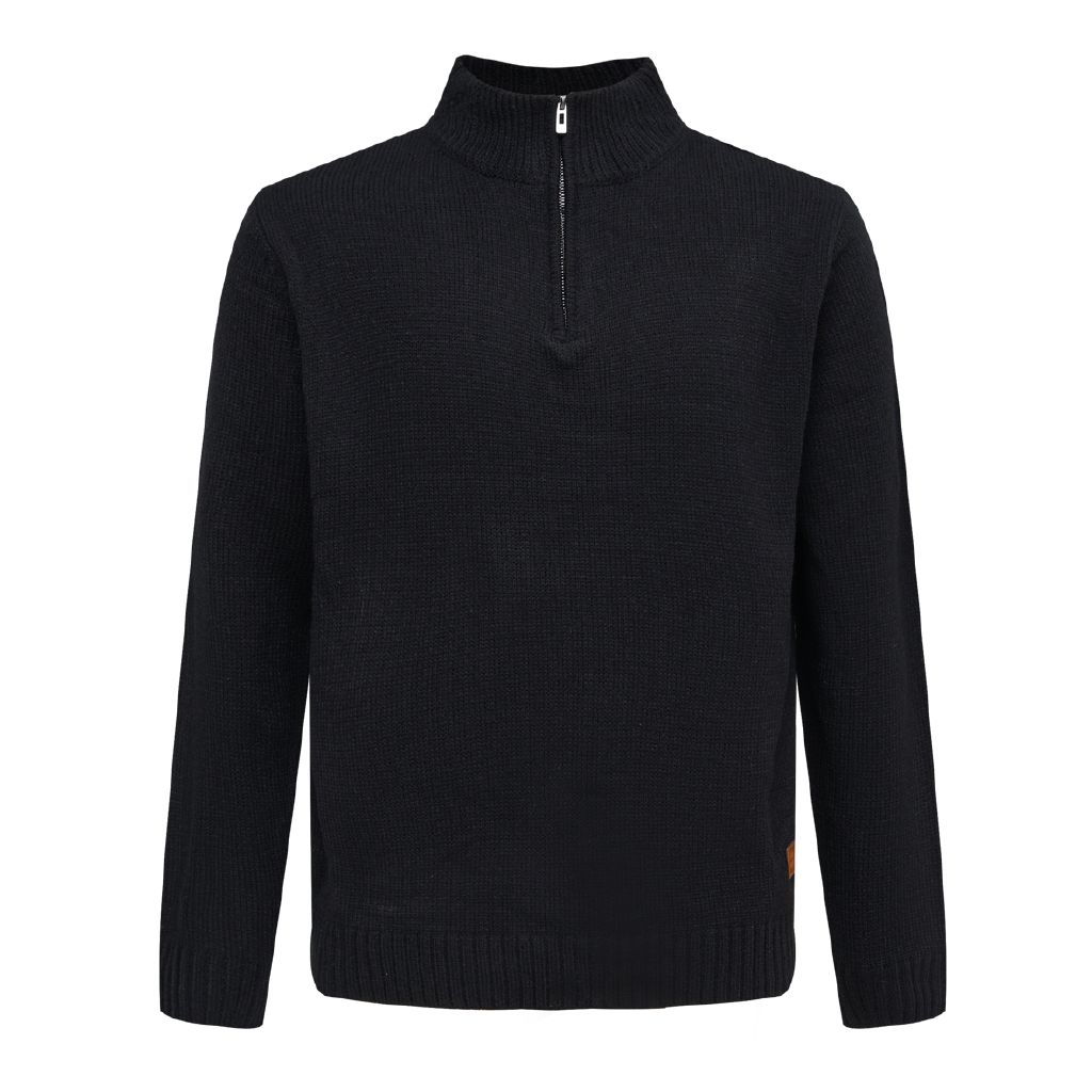 H&H Men's 1/4 Zip Knitted Jumper Black | The Warehouse