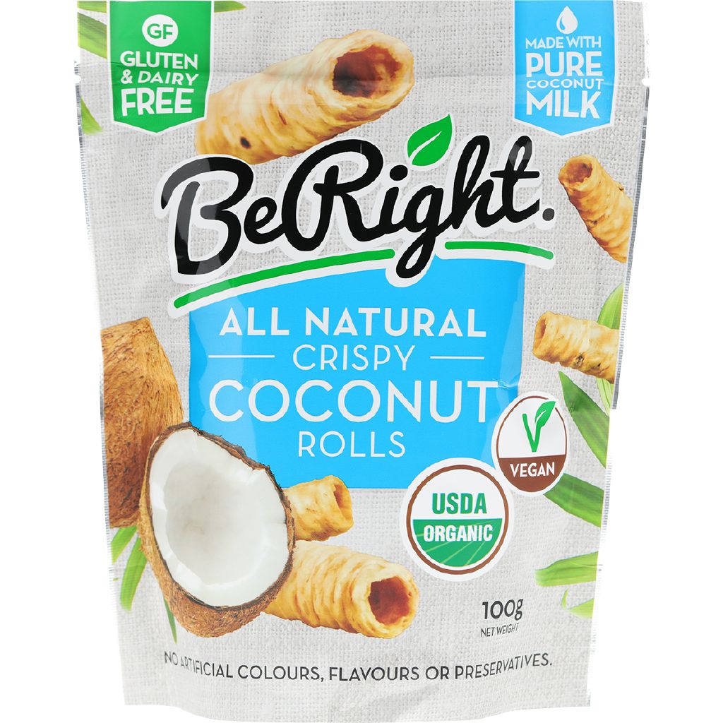 Be Right All Natural Crispy Coconut Rolls 100g | The Warehouse