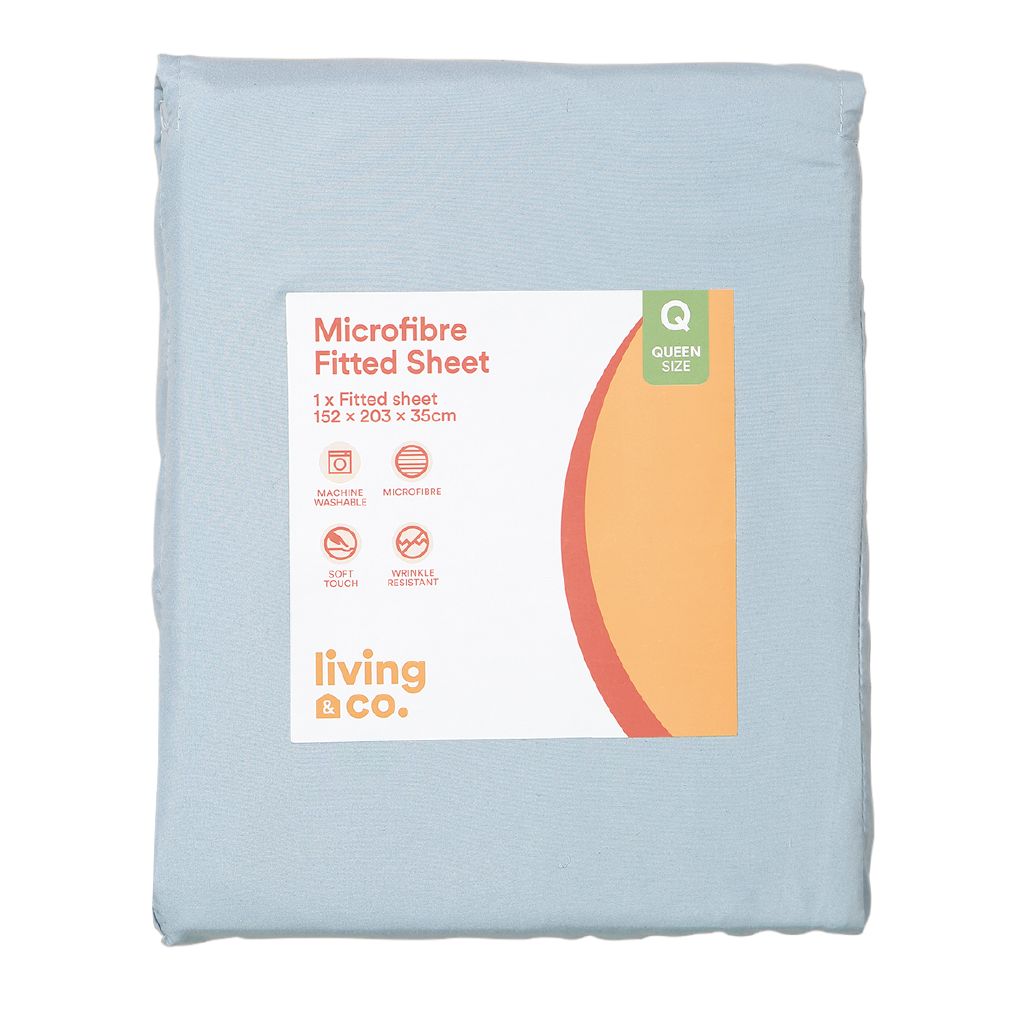 Living & Co Fitted Microfibre Sheet Aqua | The Warehouse