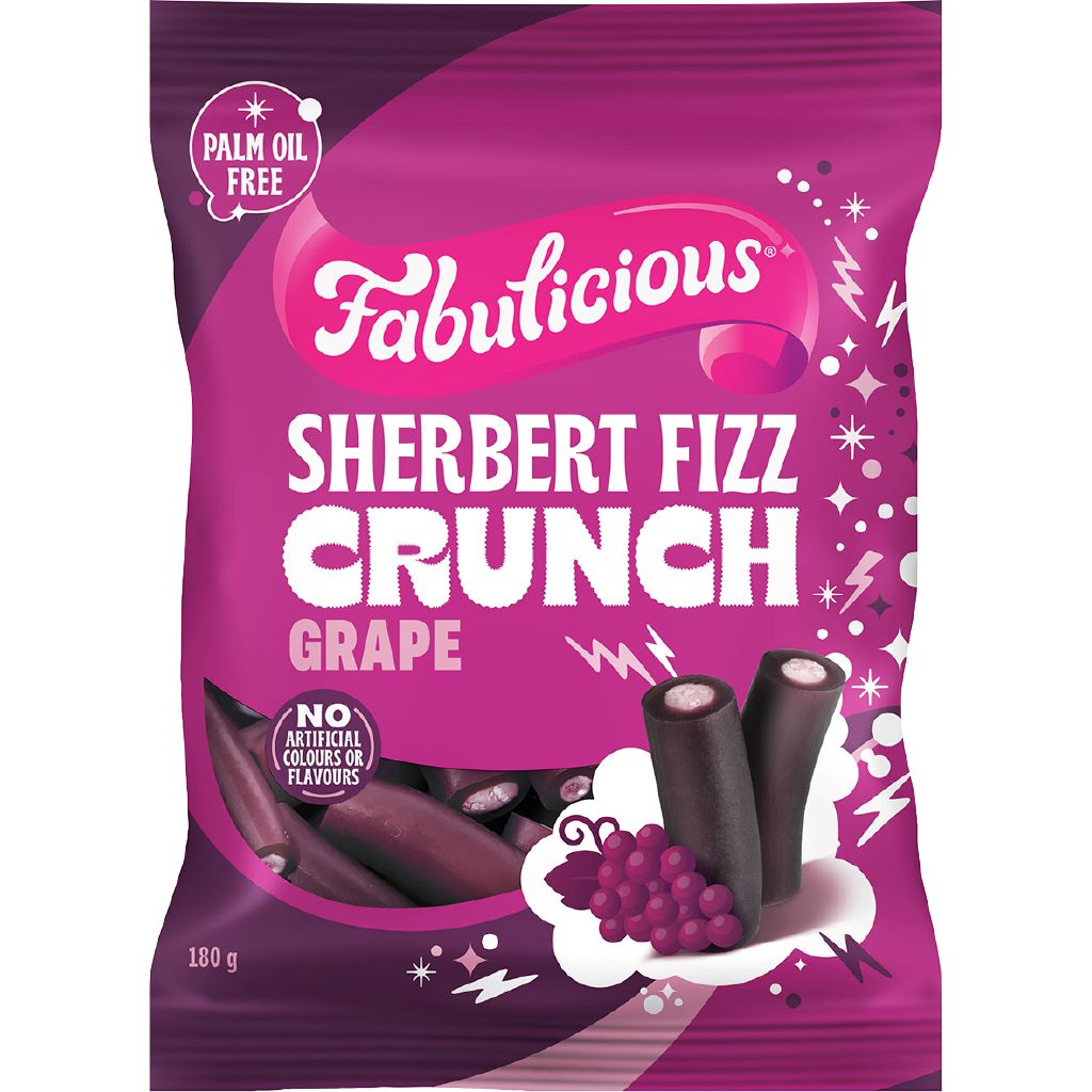 RJ's Fabulicious Grape Sherbert Fizz Crunch 180g | The Warehouse