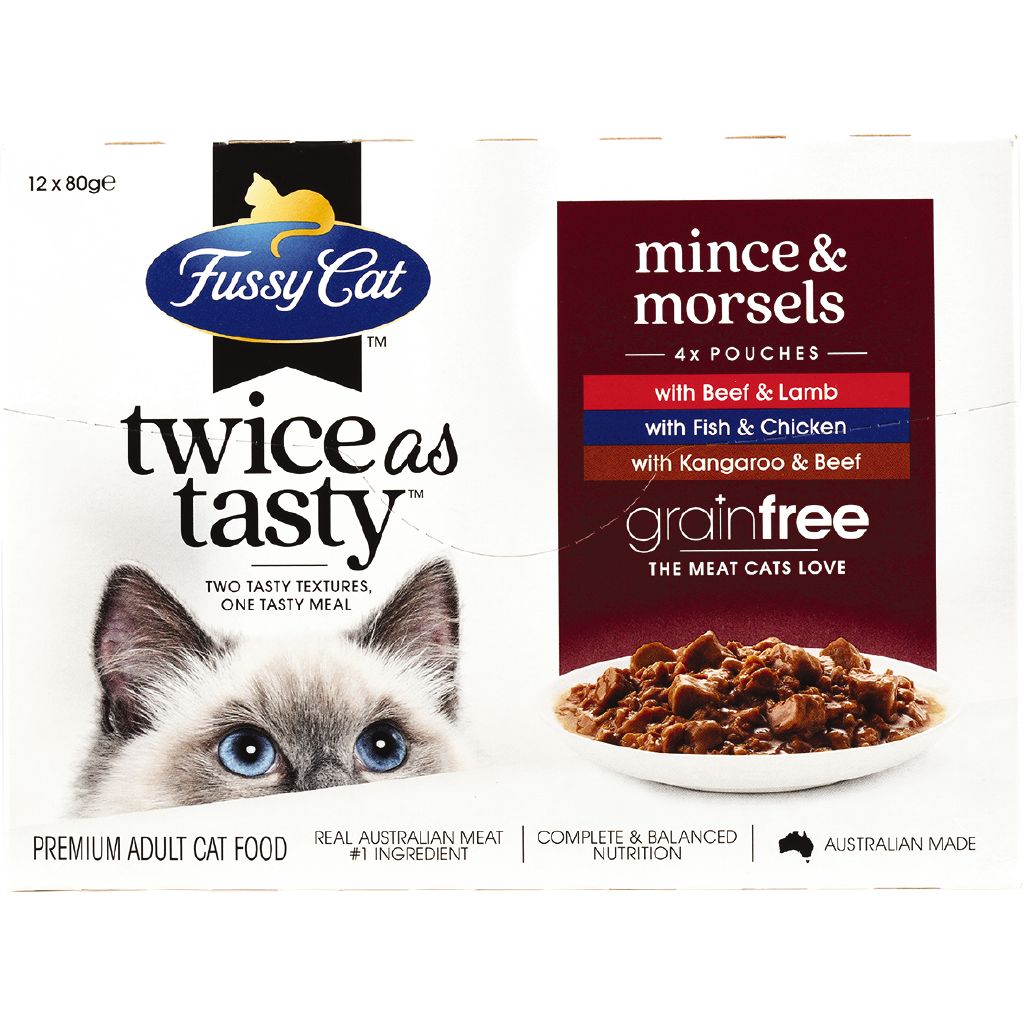Fussy Cat Twice as Tasty Mince & Morsels 12x80g | The Warehouse