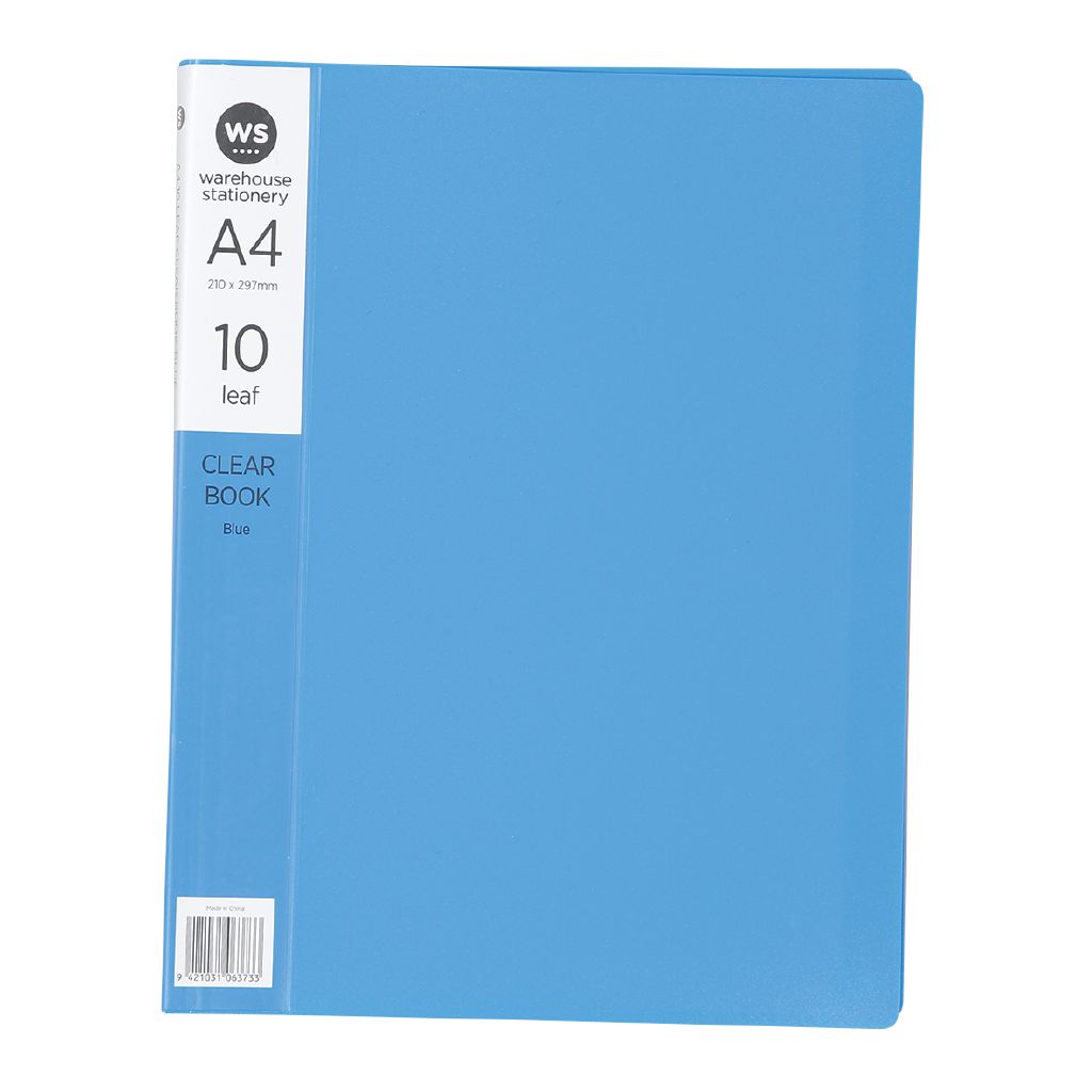 WS Clear Book 10 Leaf Blue Blue Mid A4 Blue Mid | The Warehouse