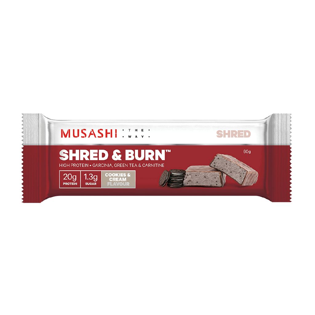 Musashi Shred & Burn Cookies & Cream Bar 60g | The Warehouse