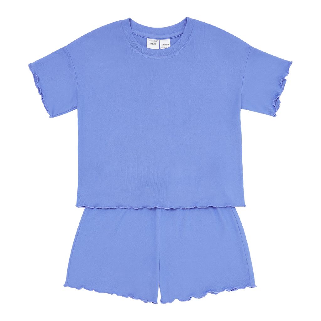 H&H Girls' Soft Touch Pyjamas Set Blue Mid | The Warehouse