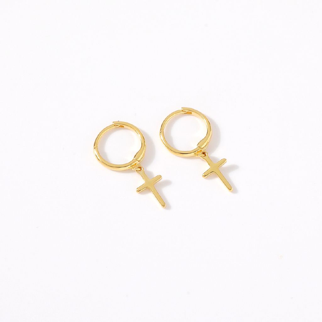 Sterling Silver Gold Plated Cross Endless Sleeper Earrings Sterling ...