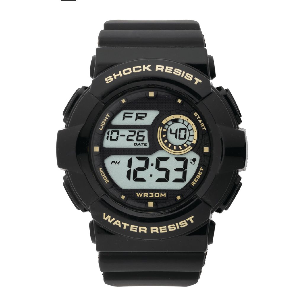 Active Intent Digital Silicone Strap Watch Black/Gold Black/Gold | The ...