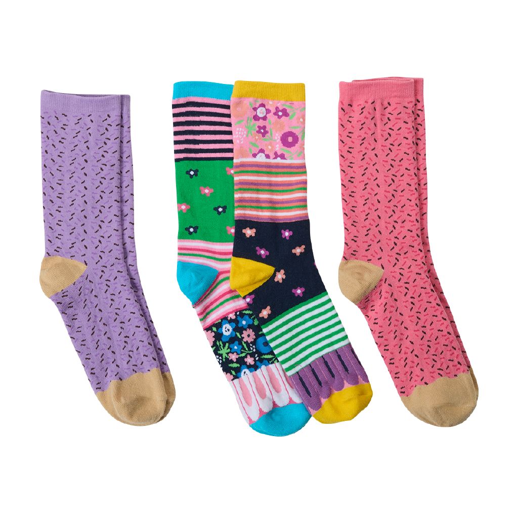 Sock Crew Donut Novelty Socks 3 Pack Multi-Coloured PPL PEACH | The ...