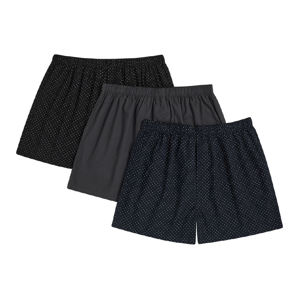 H&H Men's Woven Boxers 3 Pack Navy | The Warehouse