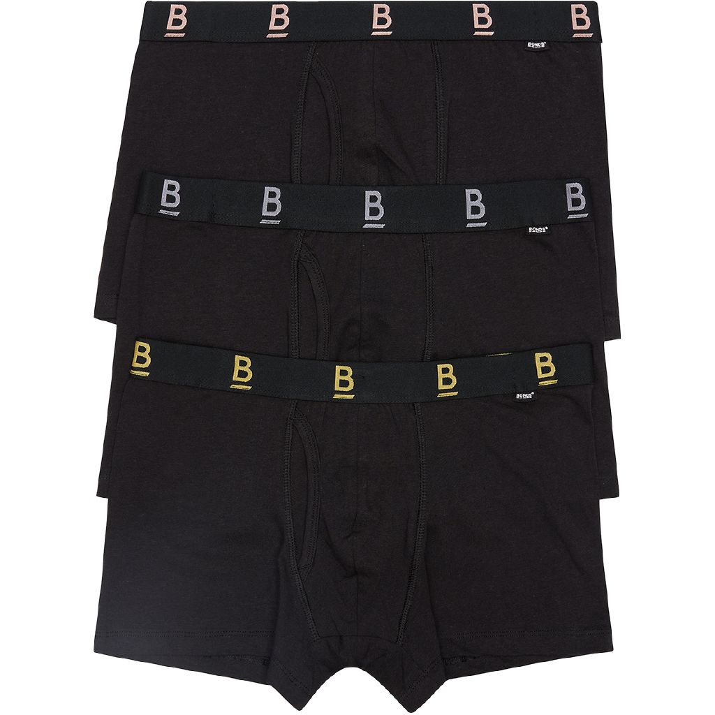 B FOR BONDS Men's Plain Trunks 3 Pack Black | The Warehouse