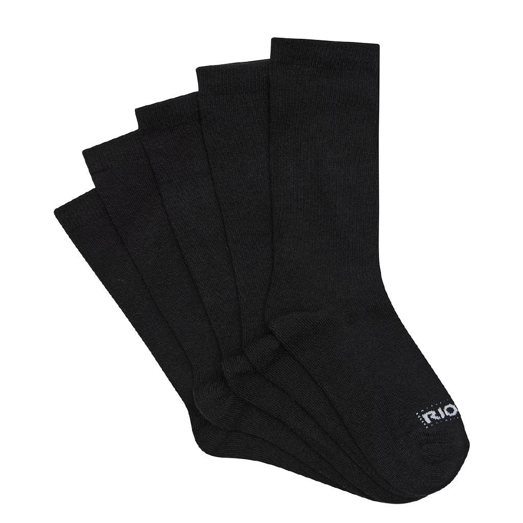 Rio Kids' School Crew Socks 5 Pack Black | The Warehouse