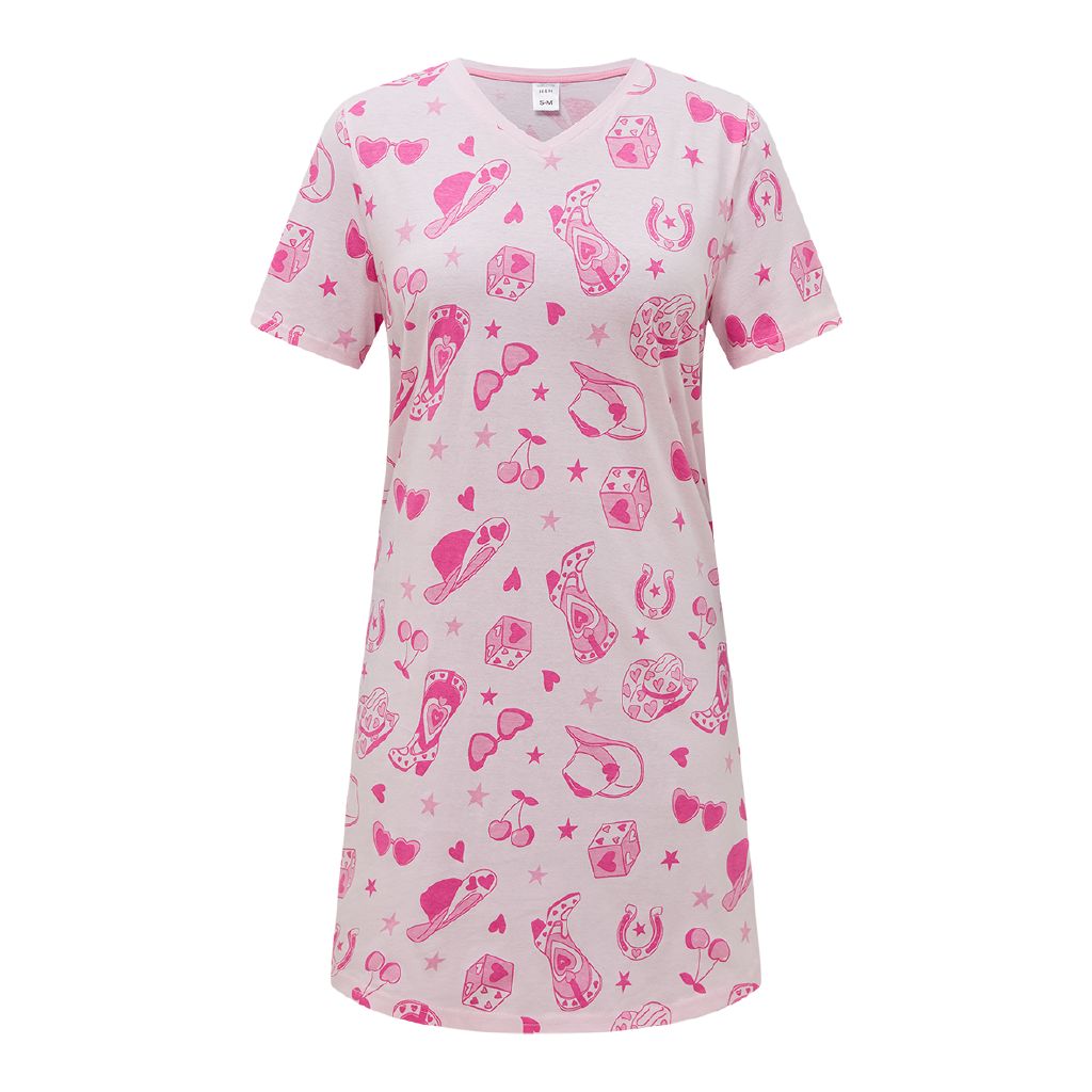 H&H Women's V Neck Nightie Pink Light | The Warehouse