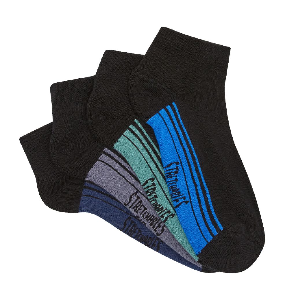 Rio Men's Low Cut Stretchable Socks 4 Pack Black 27K | The Warehouse