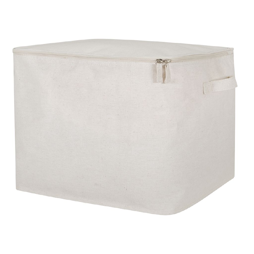 Living & Co Linen Blend Soft Storage Case with Zip Square Cream Cream ...