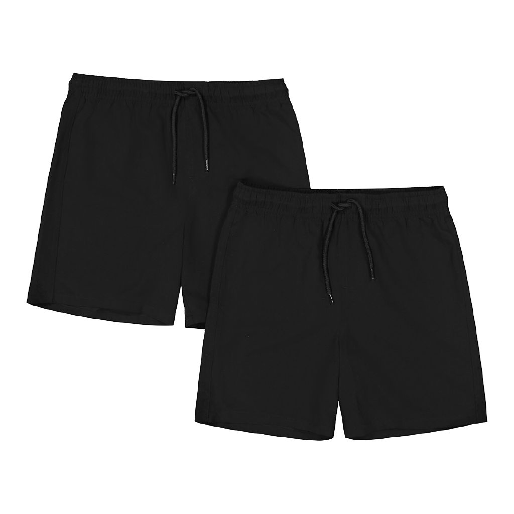 Young Original Boys' Plain Microfibre Shorts - 2 Pack Black | The Warehouse