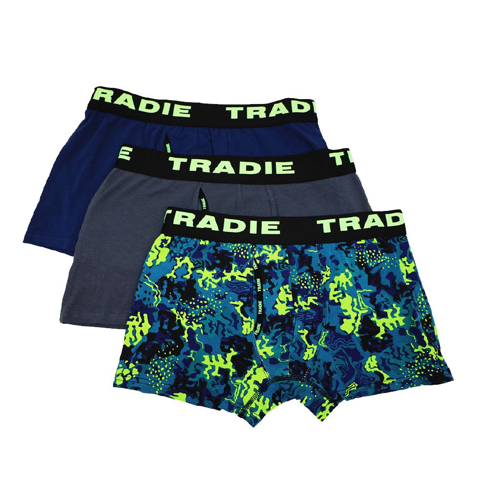 Tradie Men's Fly Front Trunks 3 Pack Navy | The Warehouse