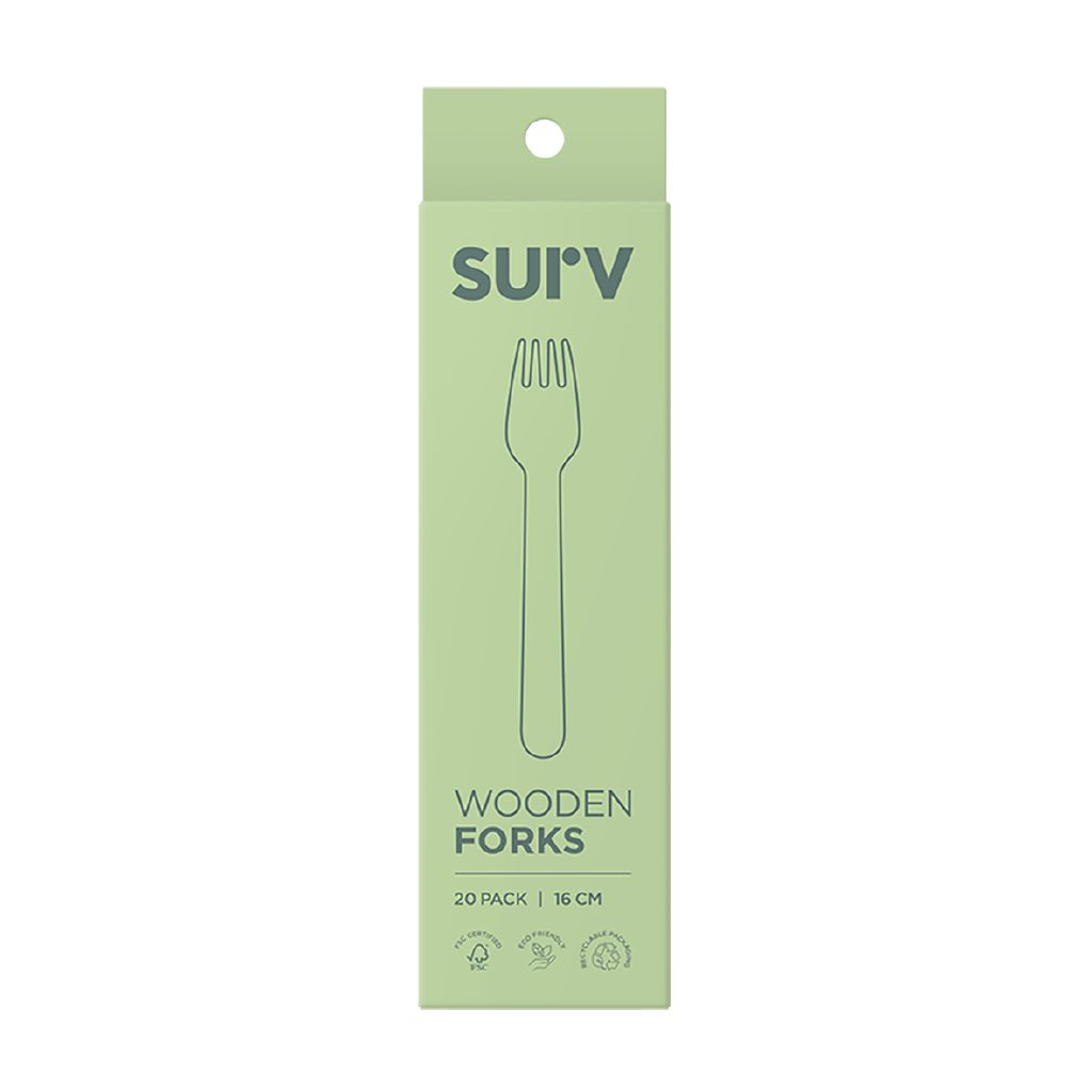 SURV. Wooden Forks Natural 20 Pack Natural | The Warehouse
