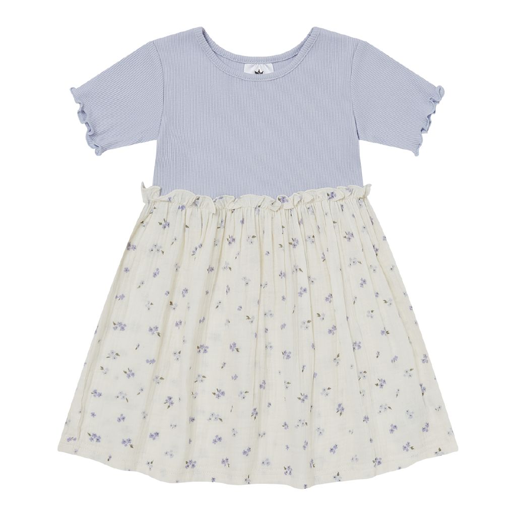 Young Original Toddler Short Sleeve Muslin Dress Blue Light | The Warehouse