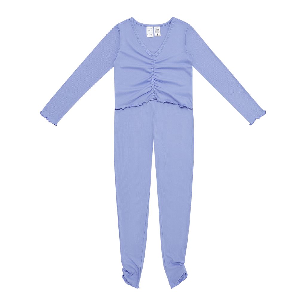 H&H Girls' Rib Pyjamas Set Blue Mid | The Warehouse