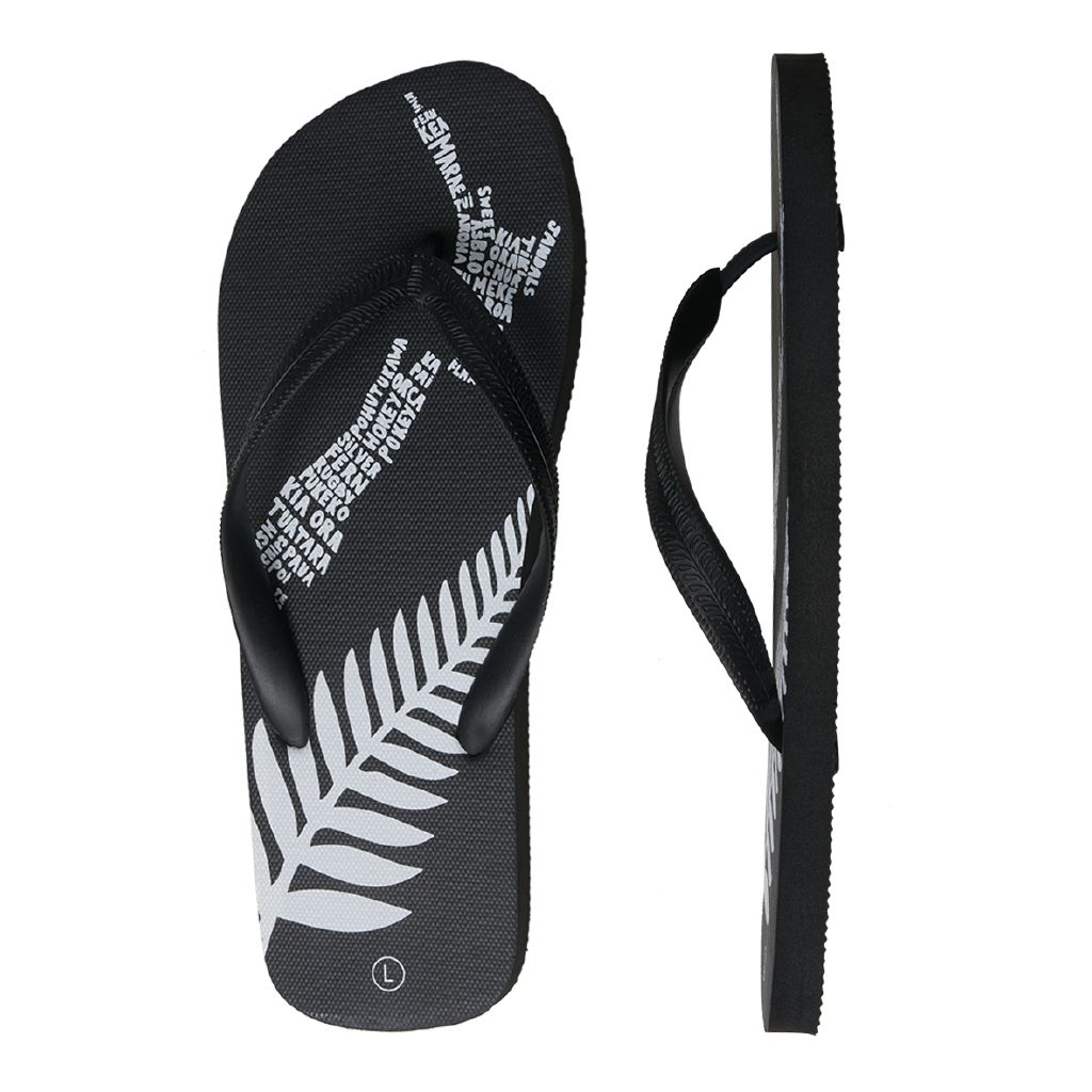 H&H Men's Recycled Printed Jandals Black KIWIANA | The Warehouse