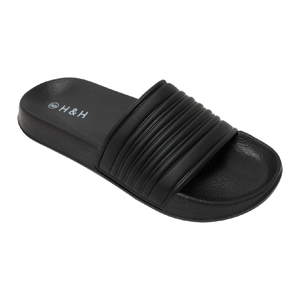 H&H Women's Be Bell Stripe Slides Black | The Warehouse