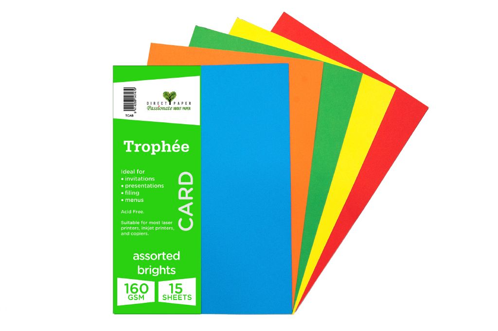 Trophee Card 160gsm Brights A4 15 Pack Assorted | The Warehouse