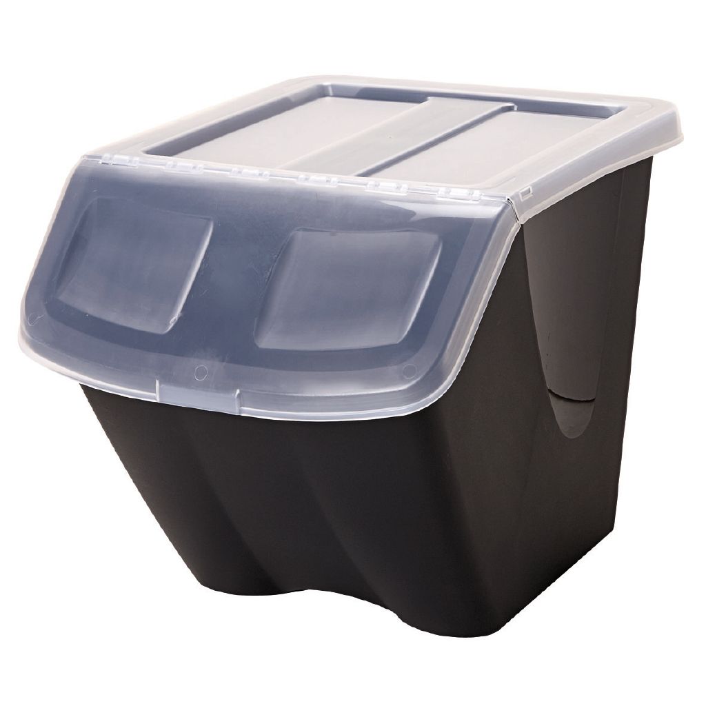 Taurus Stackable Shutter Bin Black 38L Black | The Warehouse