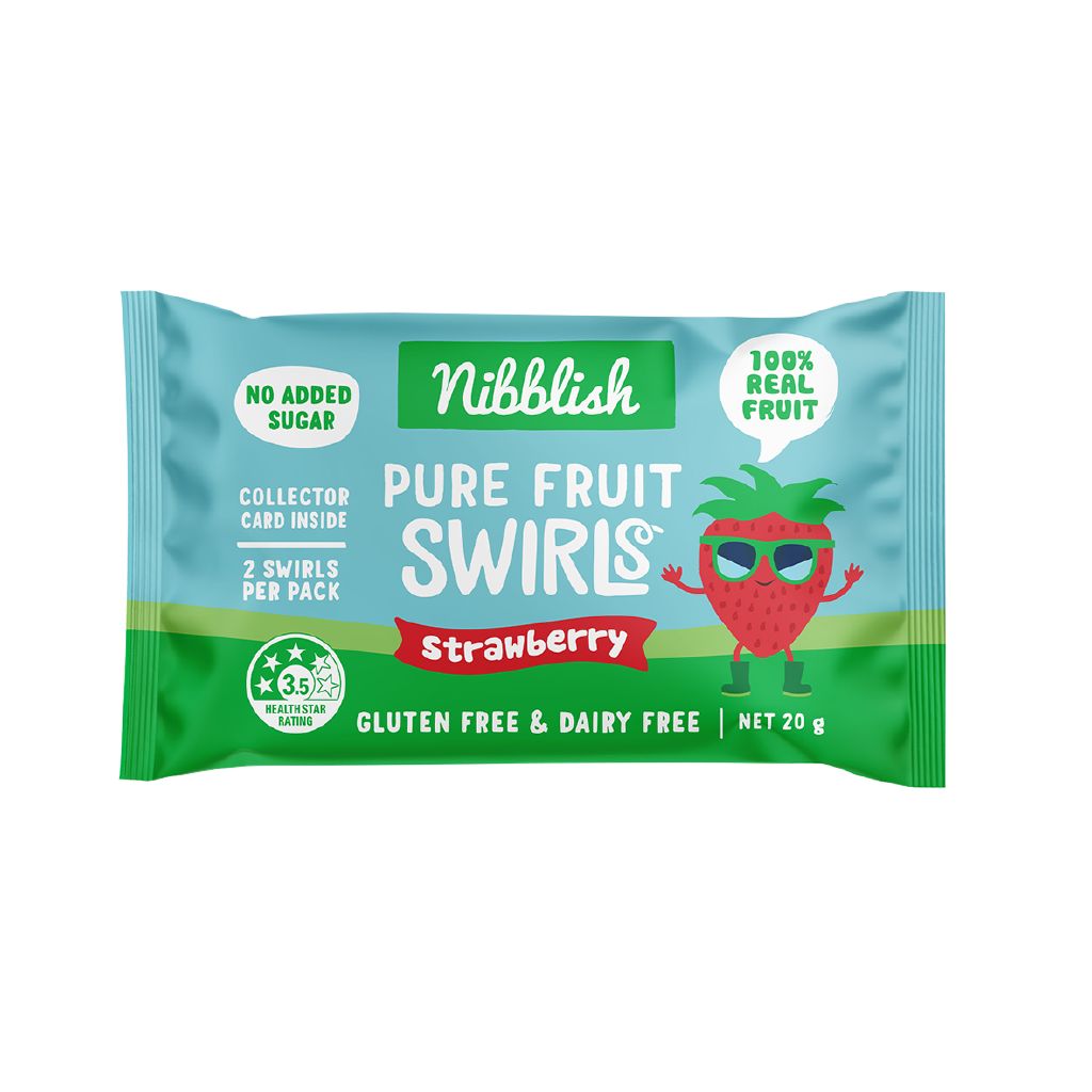 Nibblish Strawberry Pure Fruit Swirls 20g | The Warehouse