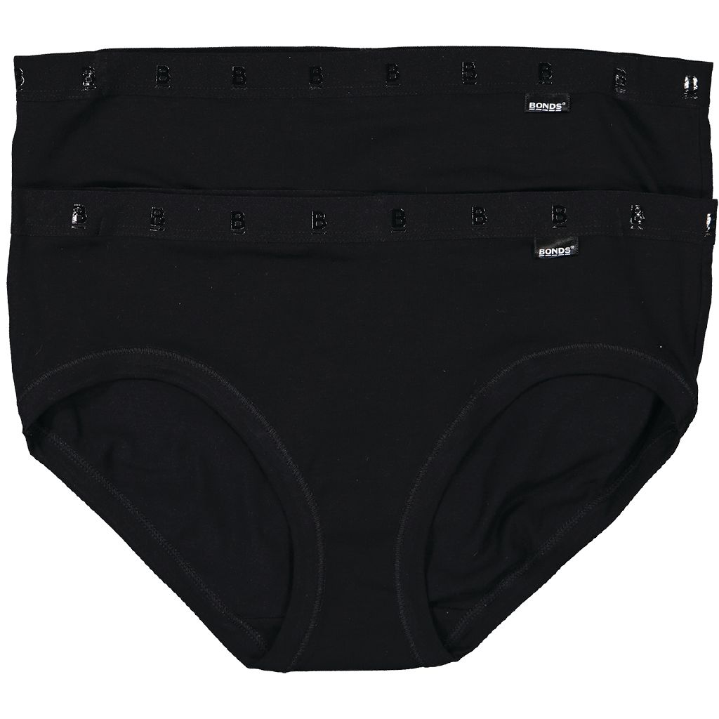 B FOR BONDS Women's Midi Briefs 2 Pack Black | The Warehouse
