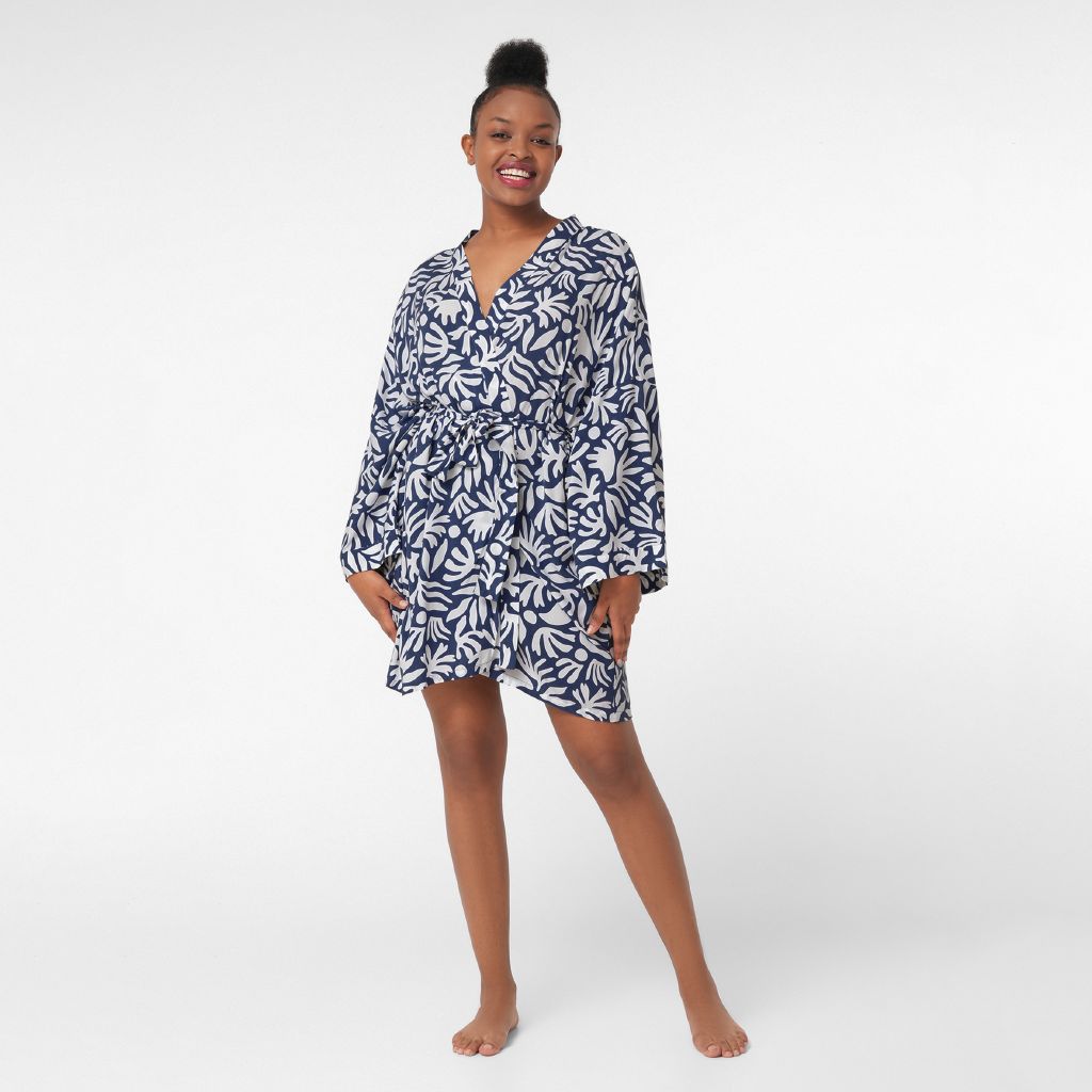 H&H Women's Woven Robe Blue Dark | The Warehouse