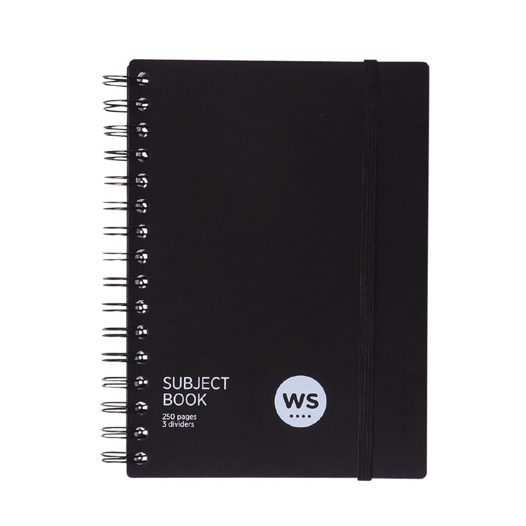 WS Subject Book with 3 Dividers 7mm Ruled Black A5 Black | The Warehouse