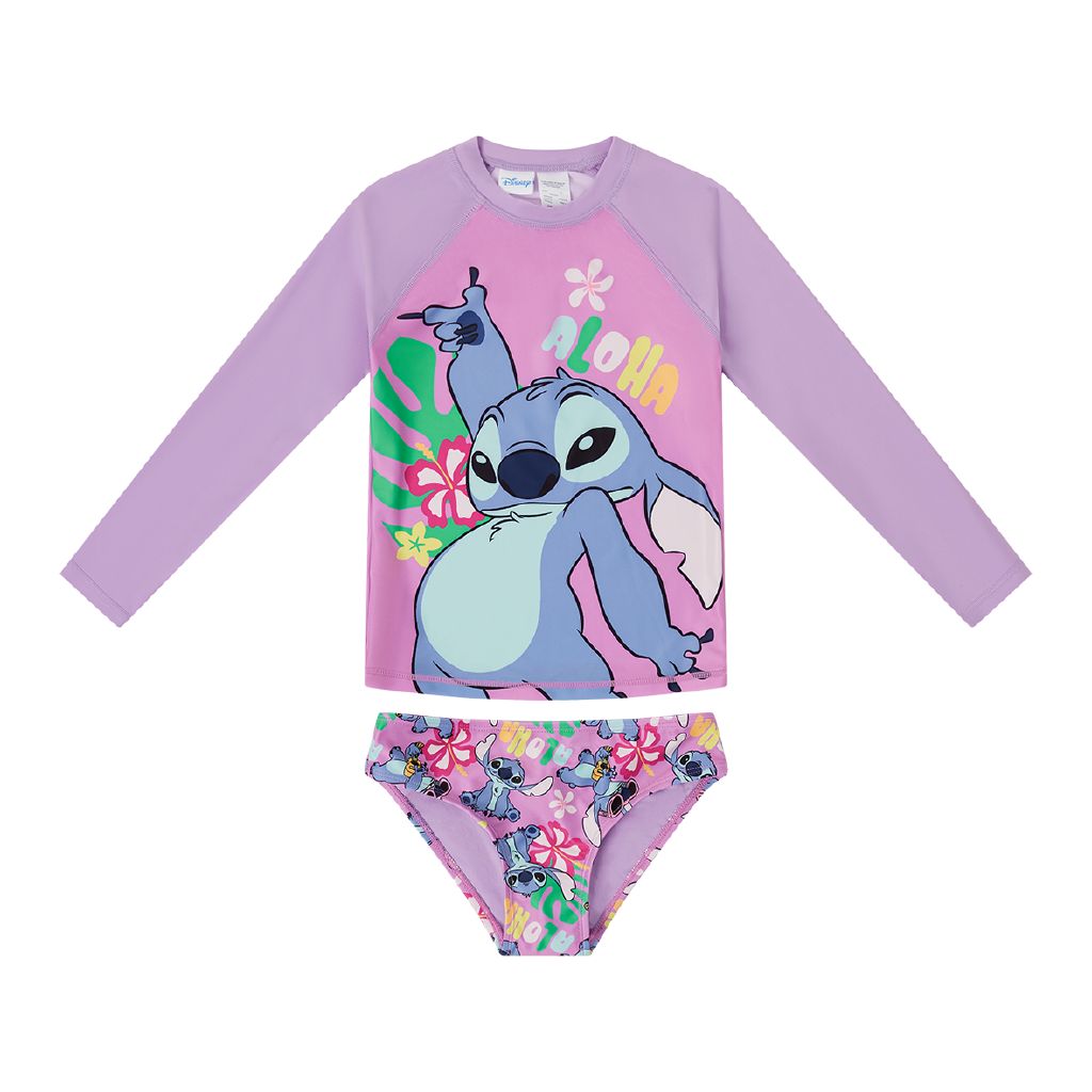 Disney Stitch Long Sleeve Rash Set Purple Mid | The Warehouse