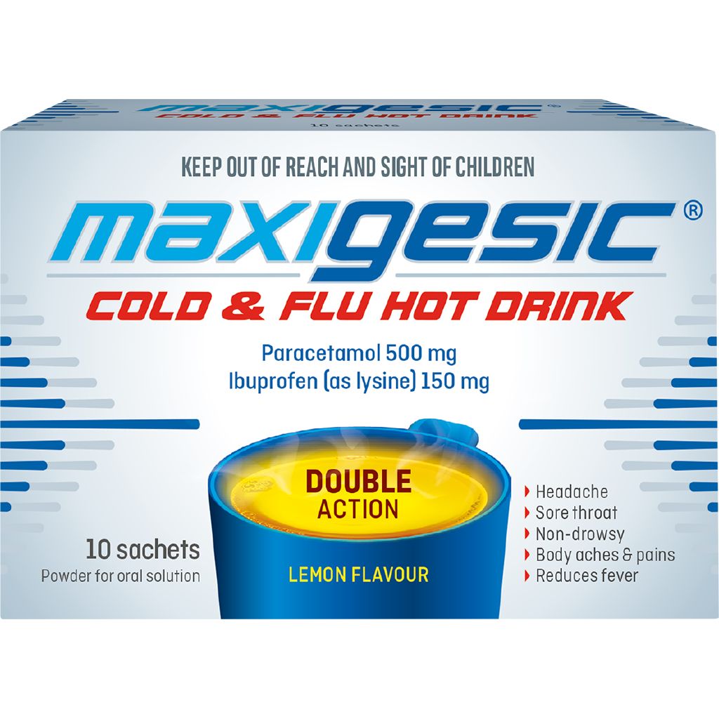 Maxigesic Cold & Flu Lemon Hot Drink Sachets Limit of 2 per Customer ...