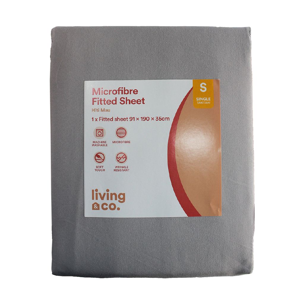 Living & Co Fitted Microfibre Sheet Grey Mid Double Grey Mid | The ...