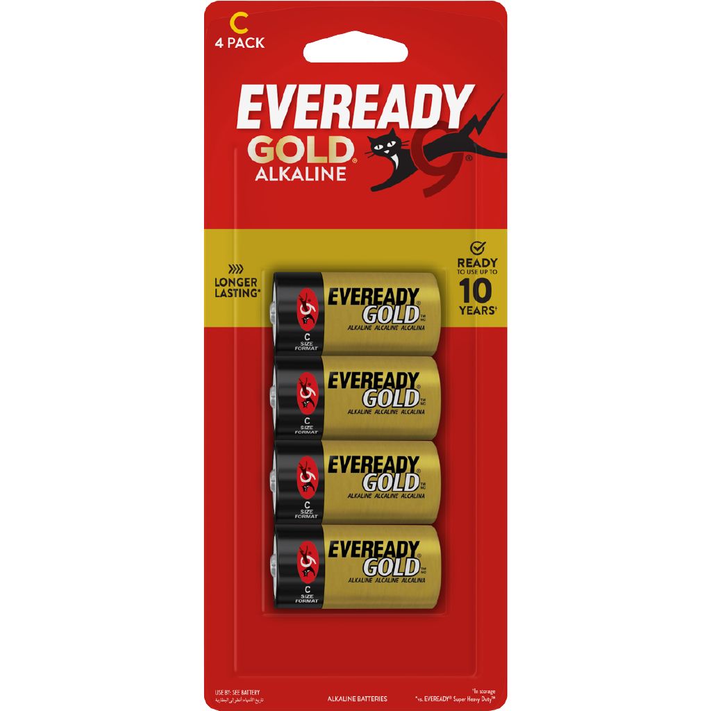 Eveready Gold Alkaline Batteries C 4 Pack | The Warehouse
