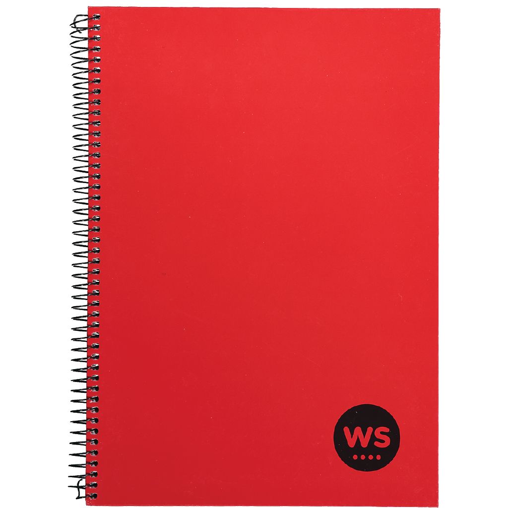 WS Notebook Wiro 200 Pages Hard Back Red Red Mid A4 Red Mid | The Warehouse