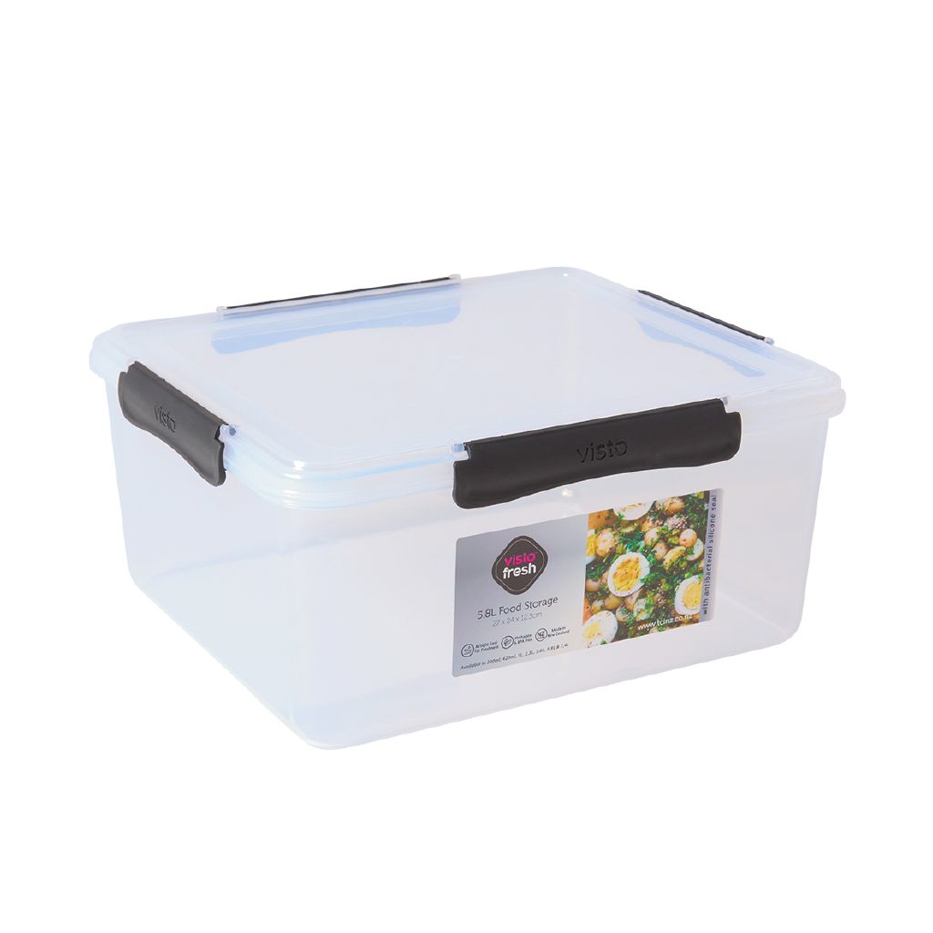 Visto Fresh Storage Container Clear/Charcoal Clips 5.8 Litre | The ...