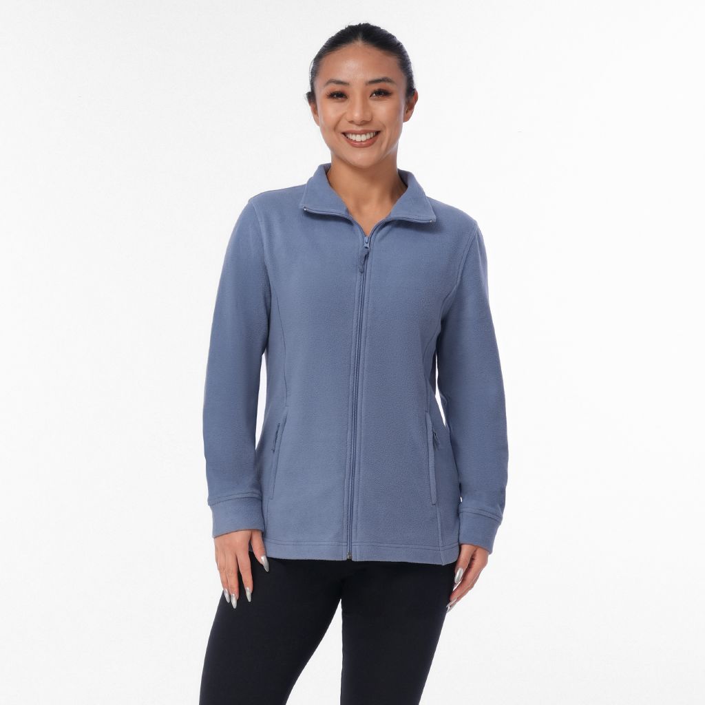 H&H Women's Microfleece Zip-Thru Blue Mid | The Warehouse