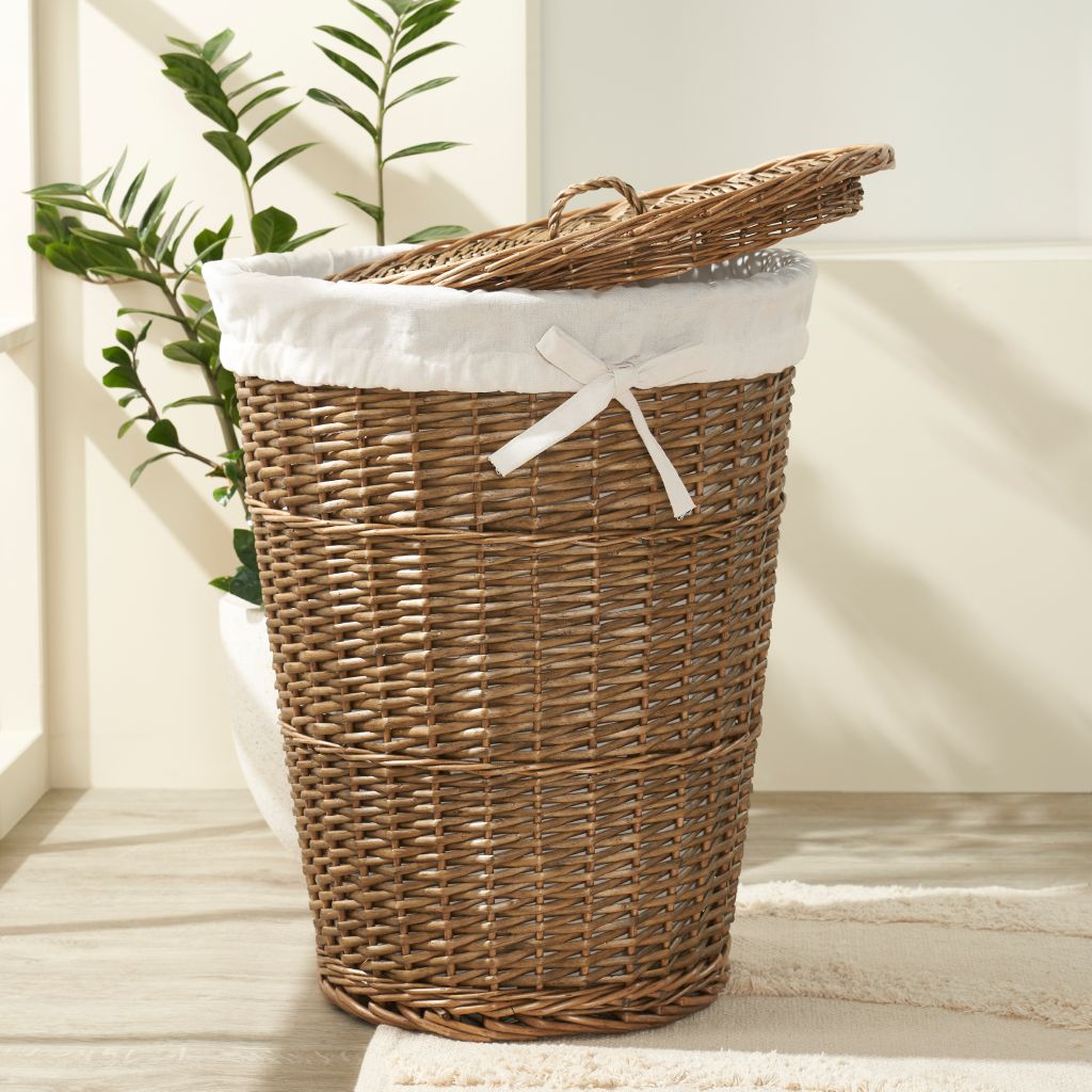 Living & Co Wicker Hamper with Lid | The Warehouse