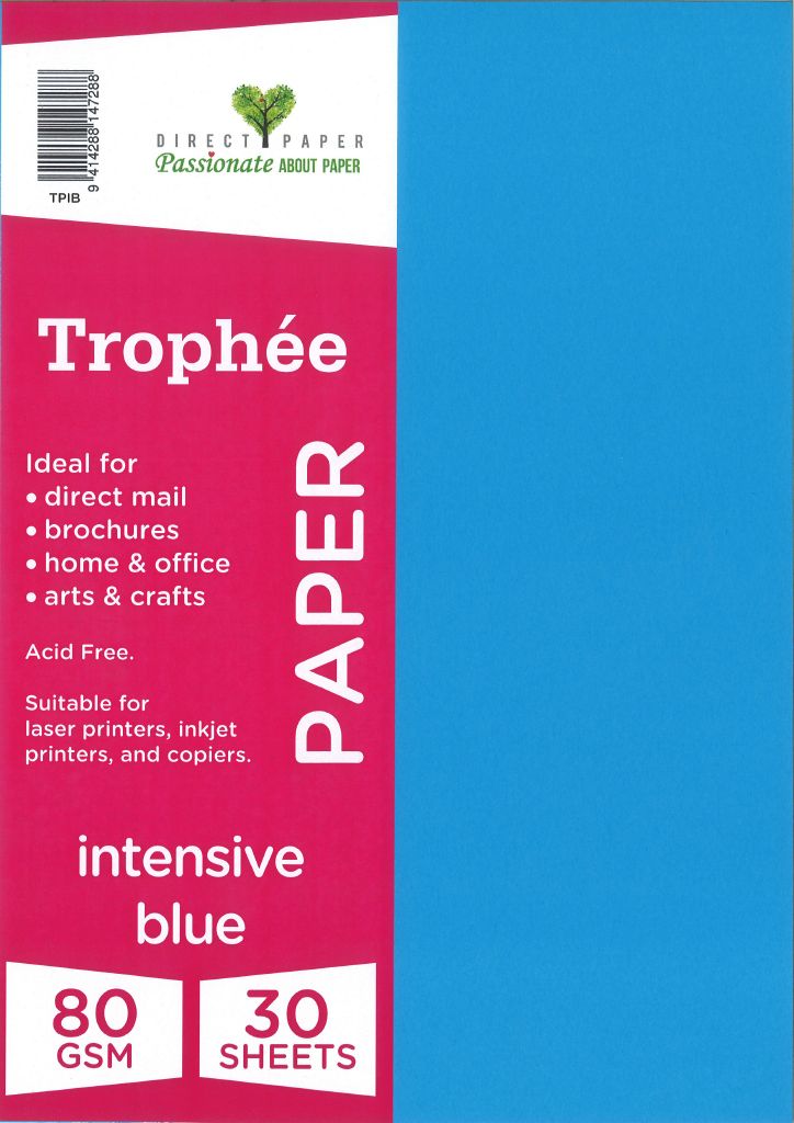Trophee Paper 80gsm Intensive Blue A4 30 Pack Blue Mid | The Warehouse