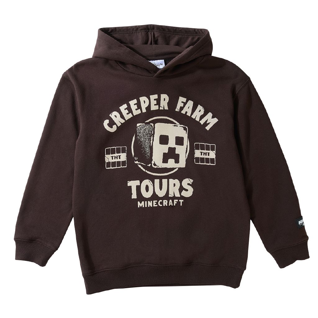 Minecraft Pullover Hoodie Brown Dark | The Warehouse