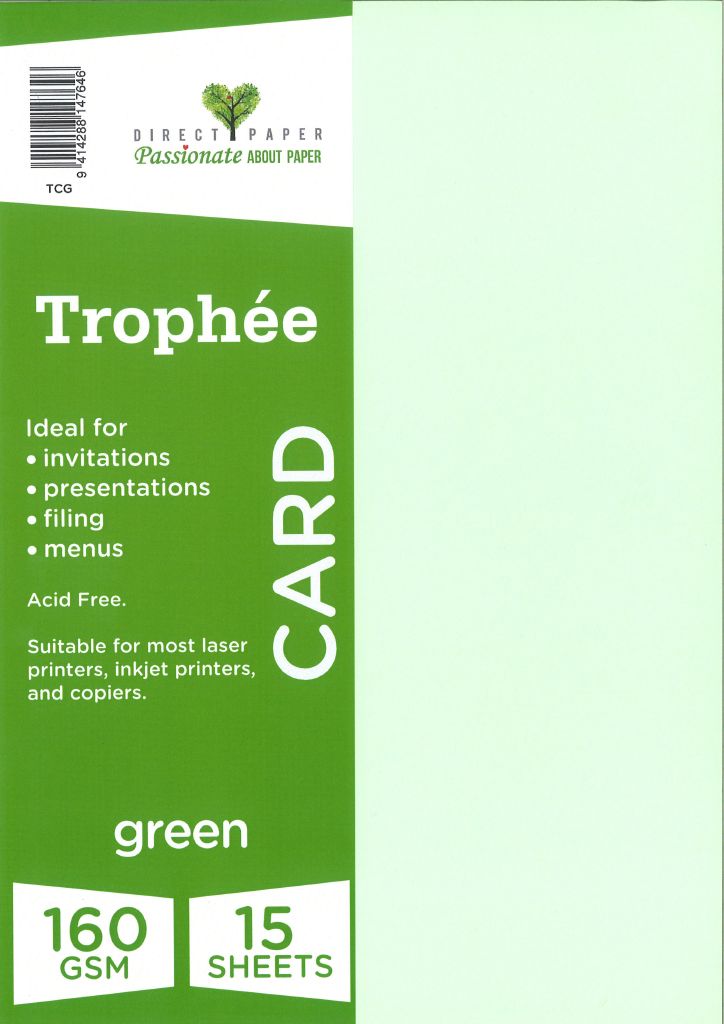 Trophee Card 160gsm 15 Pack Green Mid | The Warehouse