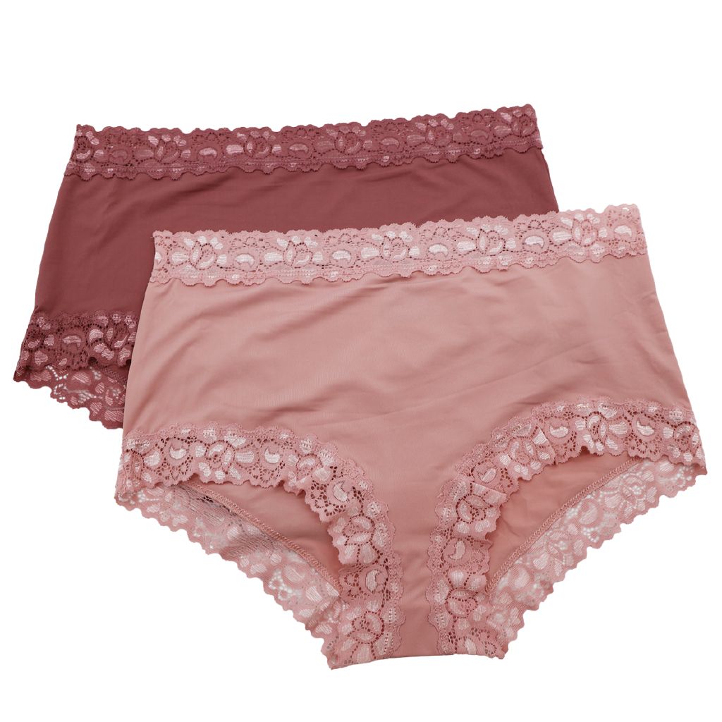 Underworks Women's Chic Lace Midi Briefs 2 Pack | The Warehouse