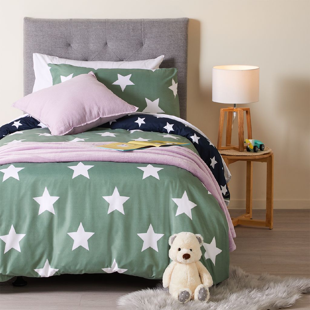 Living & Co Kids' Micro Duvet Cover Stars Multi-Coloured King Single ...