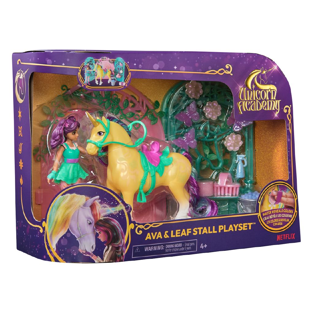Unicorn Academy Ava & Leaf Colour Change Leaf Stall Playset | The Warehouse