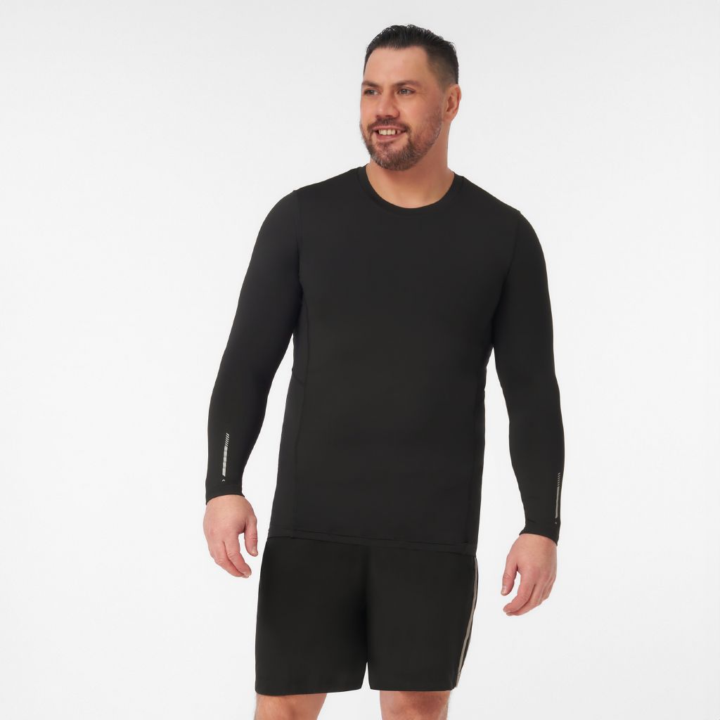 Active Intent Men's Long Sleeve Compression Tee Black | The Warehouse